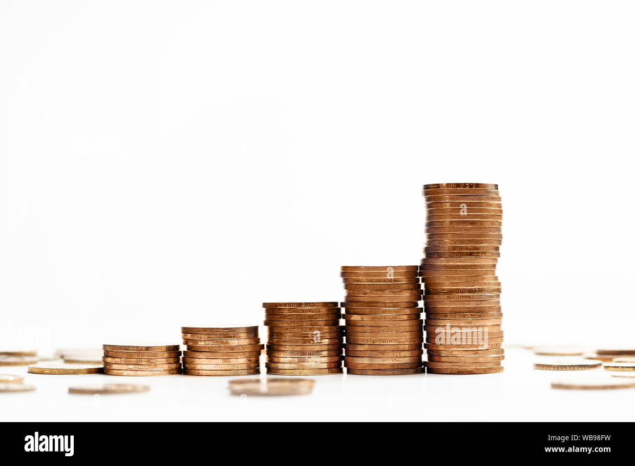 Coin graph on a white background Stock Photo - Alamy