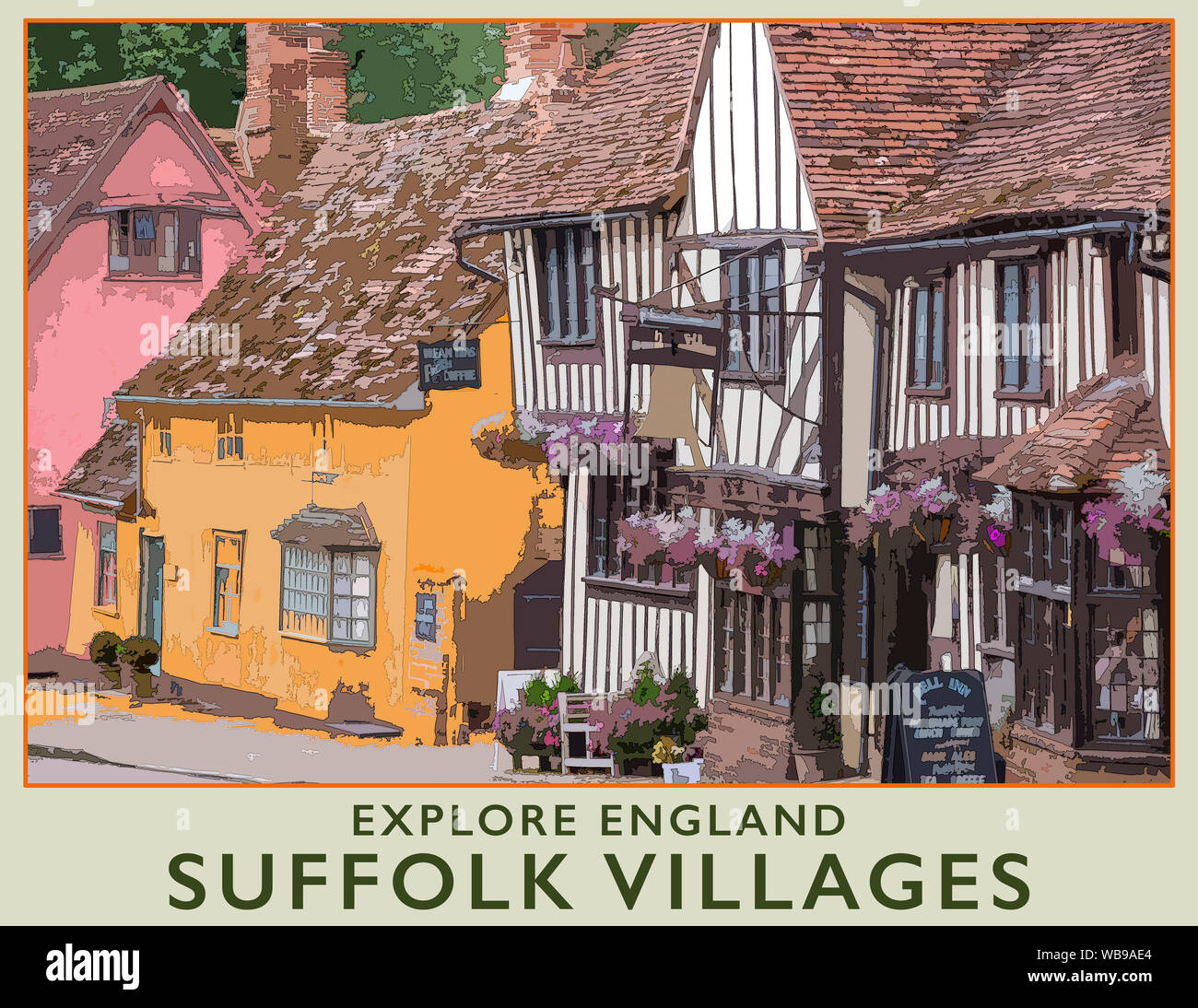 Travel poster from a photograph of the picturesque village of Kersey ...