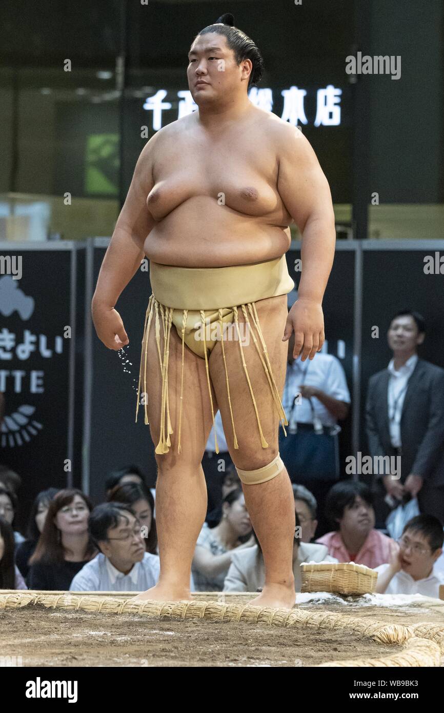Tokyo, Japan. 25th Aug, 2019. A sumo wrestler Kagayaki Taishi ...