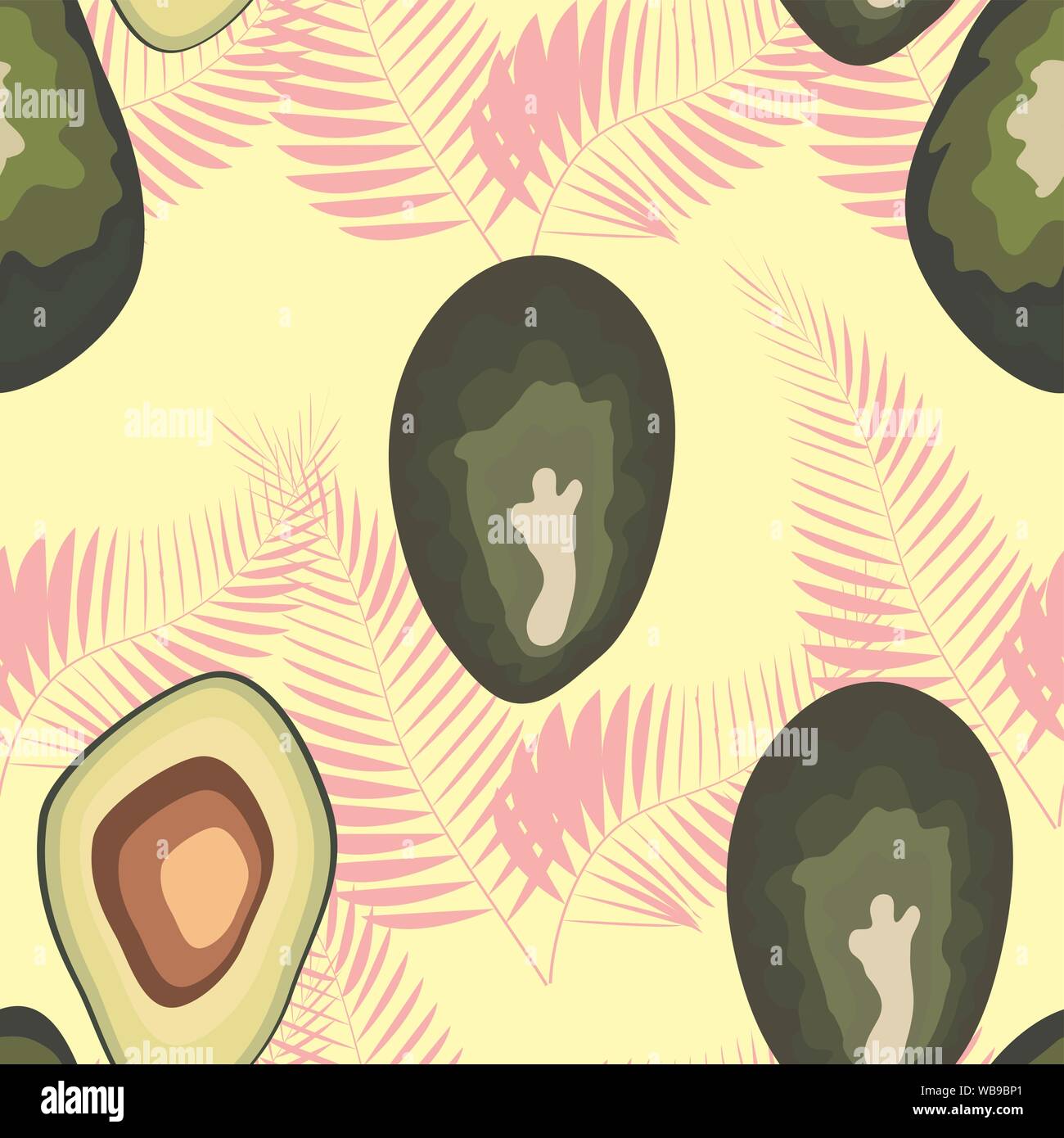 Tropical seamless pattern with avocado and leaves. Pattern for kitchen ...