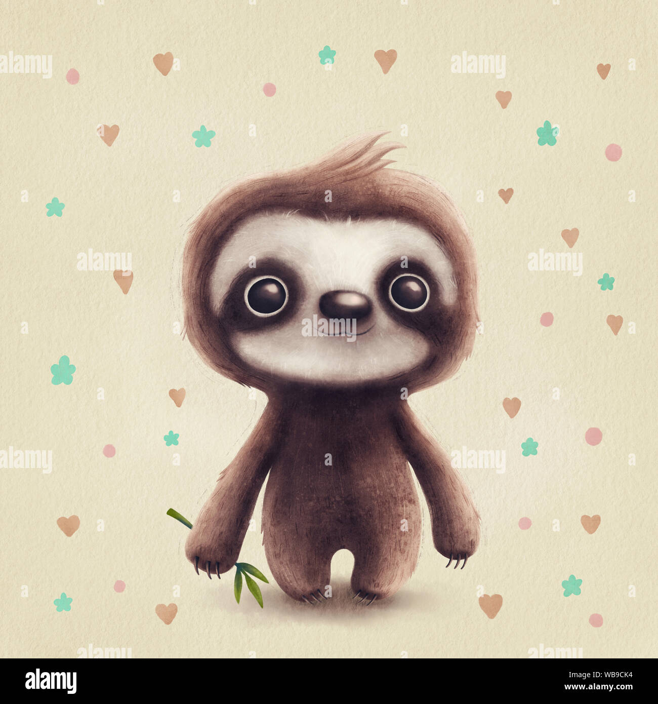 Illustration of a cute sloth Stock Photo - Alamy