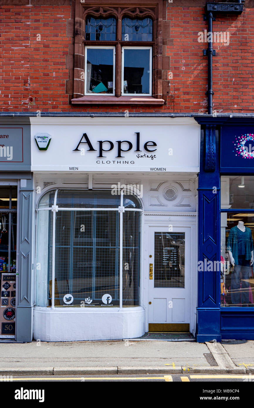 Traditional bay window shop front of a closed down shop in Colwyn Bay ...
