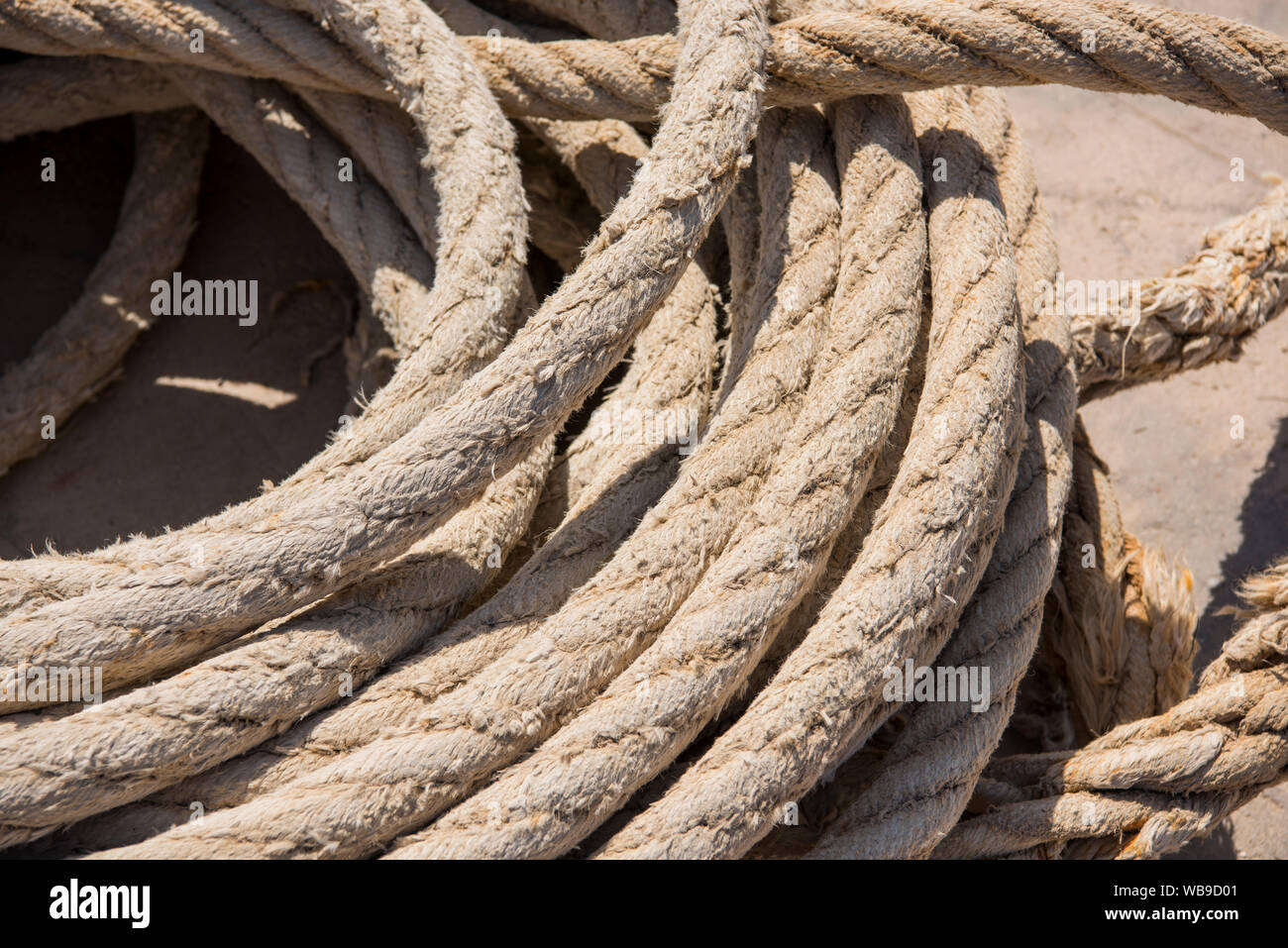 Rope used on fishing boats. Old fishing rope Stock Photo - Alamy
