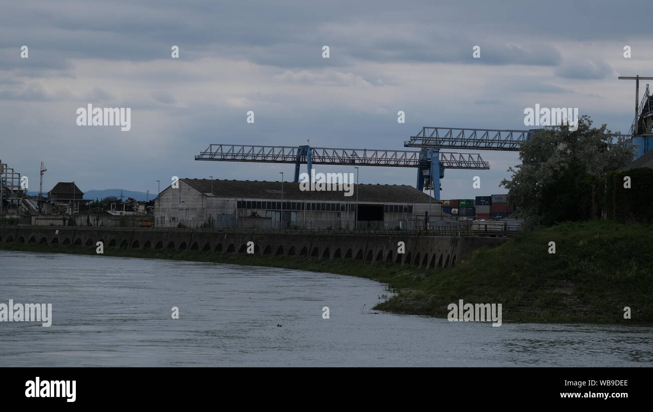 River Defences Rhine at Ludwigshafen Stock Photo - Alamy