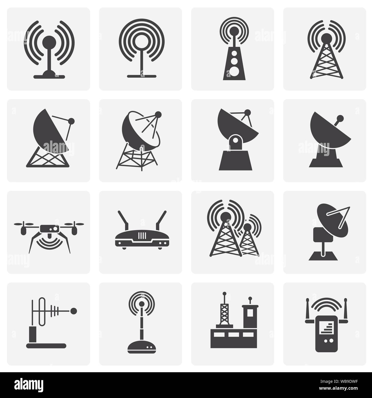Antennas related icons set on background for graphic and web design ...