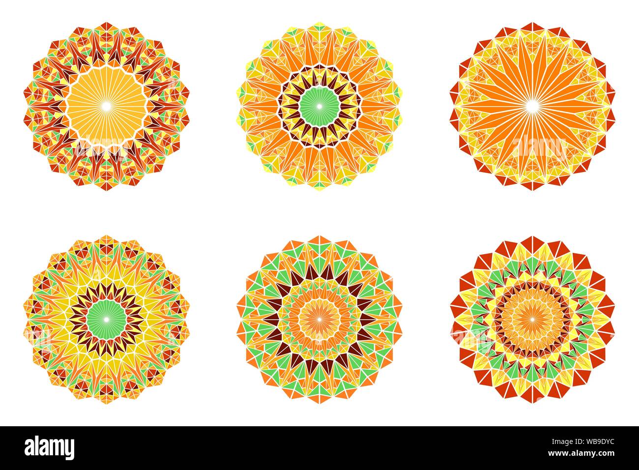 Abstract colorful geometrical round triangle mosaic logo set ...