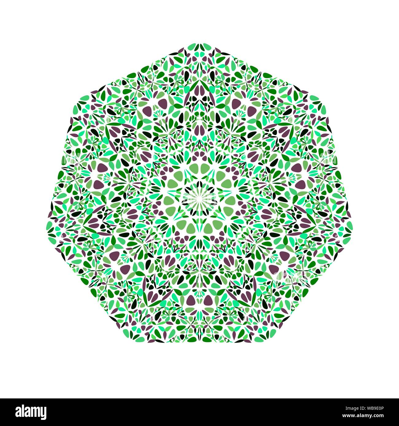 Abstract isolated ornate floral heptagon logo template - ornamental ...