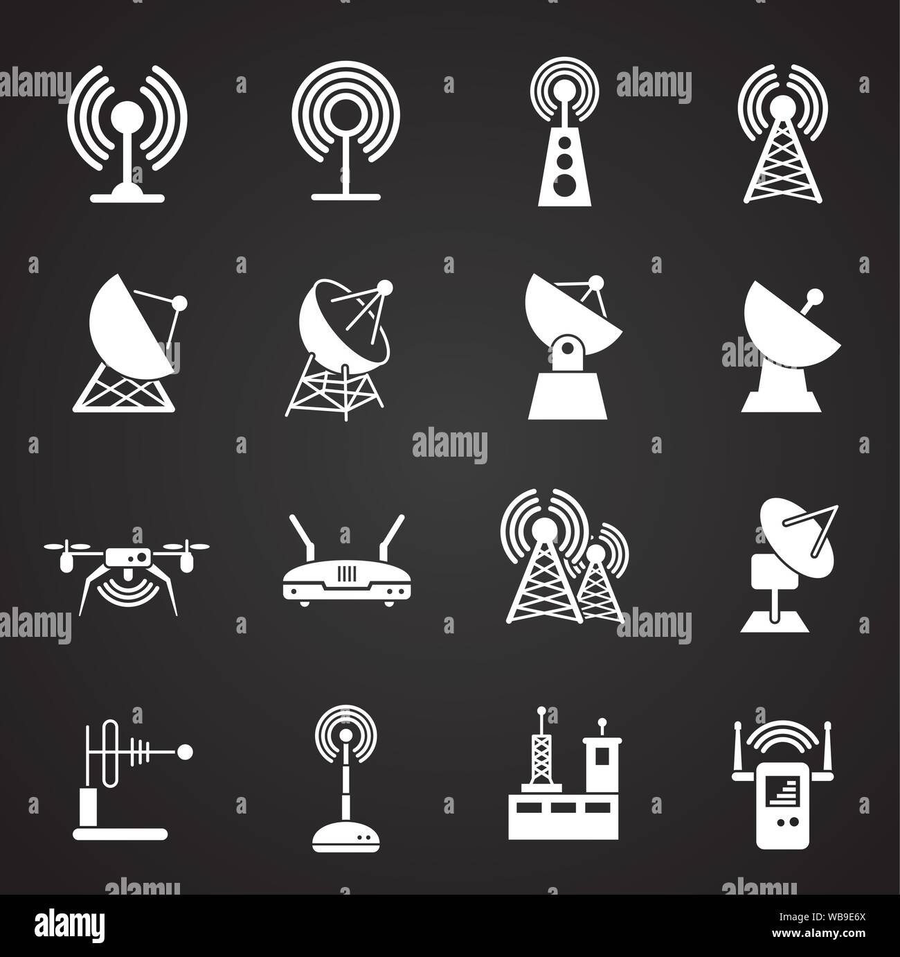 Antennas related icons set on background for graphic and web design ...