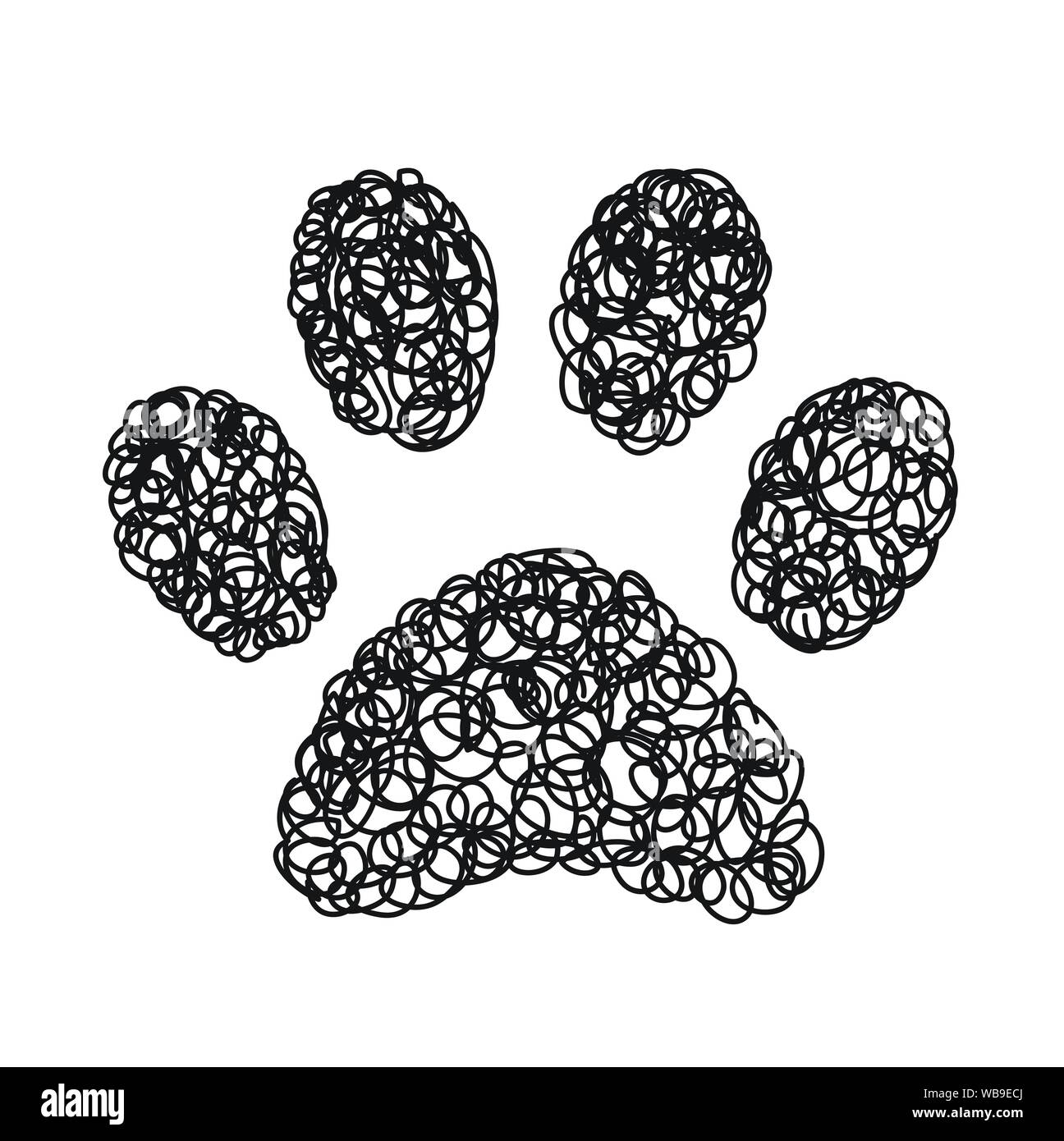 Handdrawn paw doodle icon. Hand drawn black sketch. Sign symbol ...