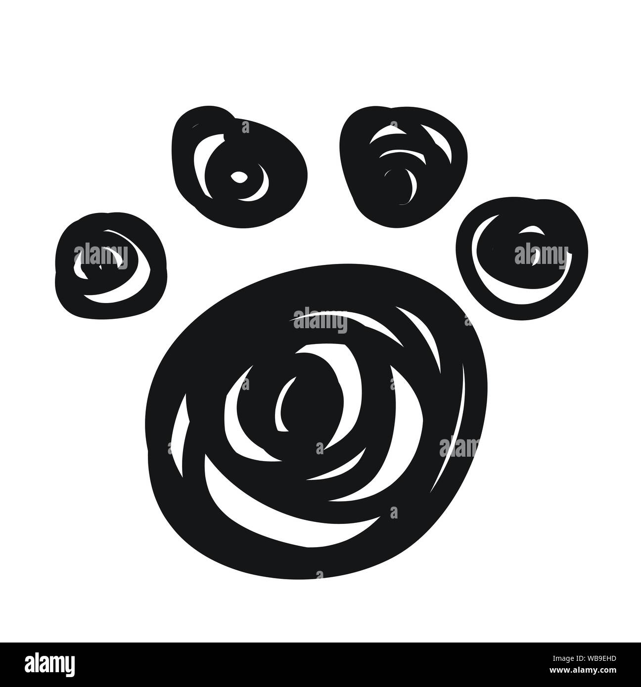 Handdrawn paw doodle icon. Hand drawn black sketch. Sign symbol ...