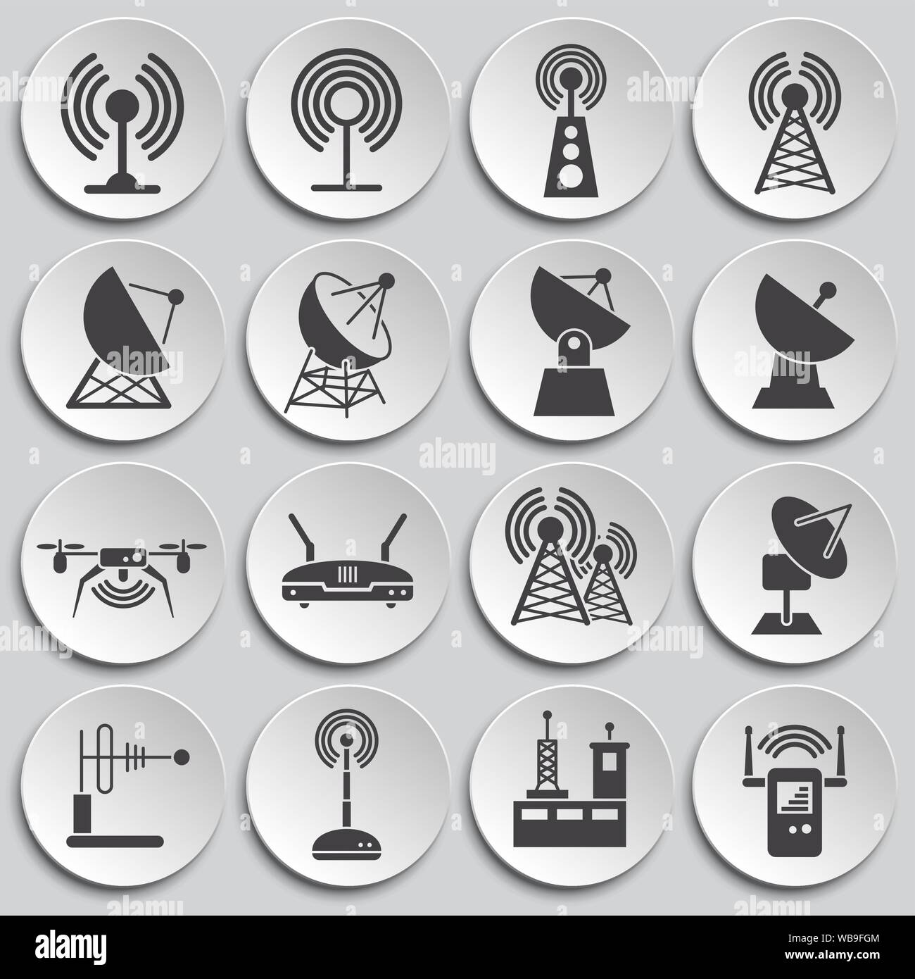 Antennas related icons set on background for graphic and web design ...