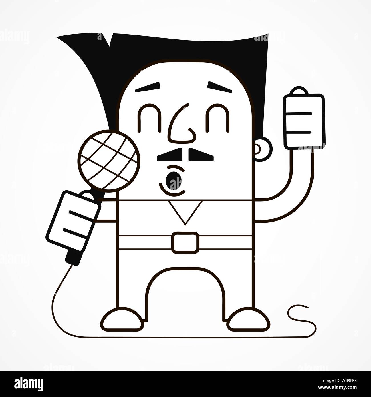 Singer With Microphone In Hands Vector Illustration On White Background ...