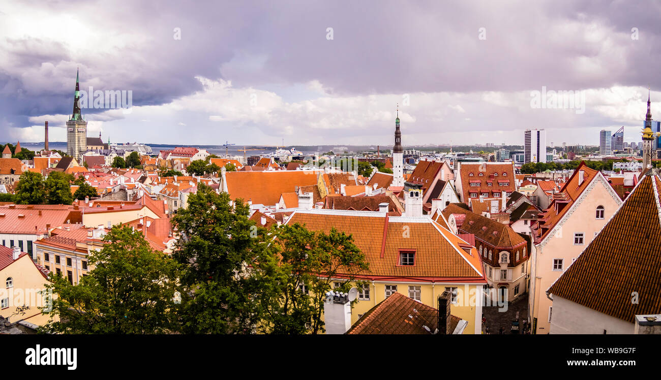 Panoramic skyline scenery of Tallinn Old Town from Kohtuotsa Viewing ...