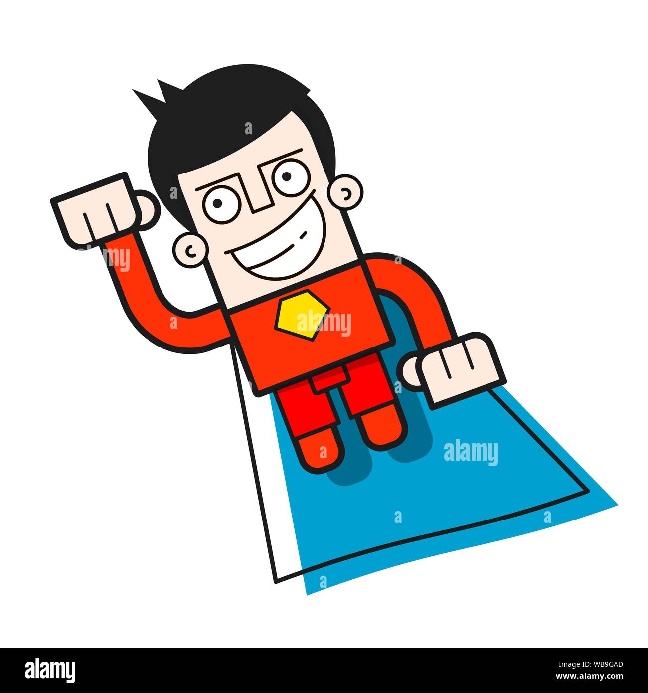 Superhero Flying Through The Air Logo Design Template. Vector ...