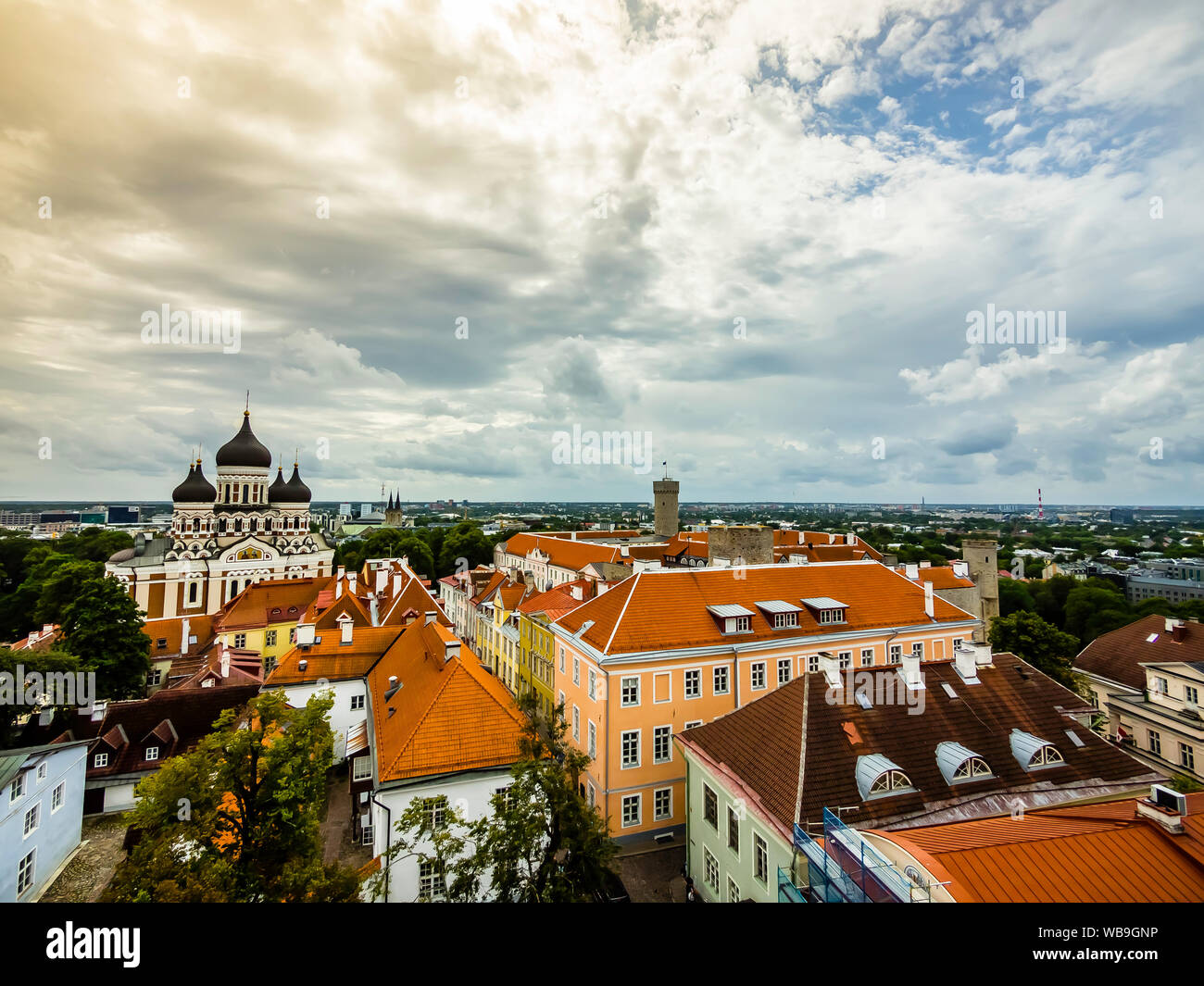 Beautiful skyline of Tallinn old town featuring Alexander Nevsky ...
