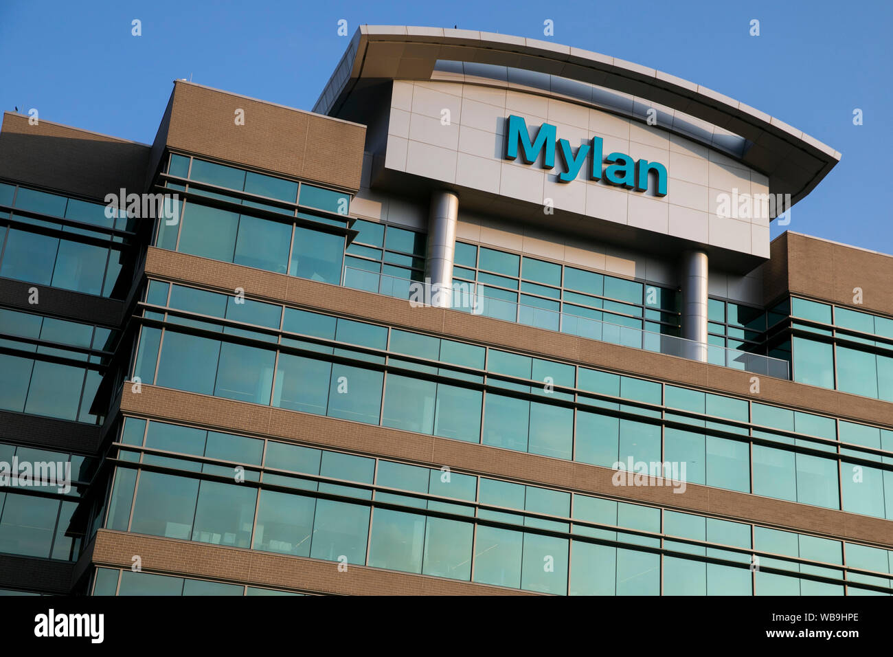 A logo sign outside of the headquarters of Mylan in Canonsburg ...