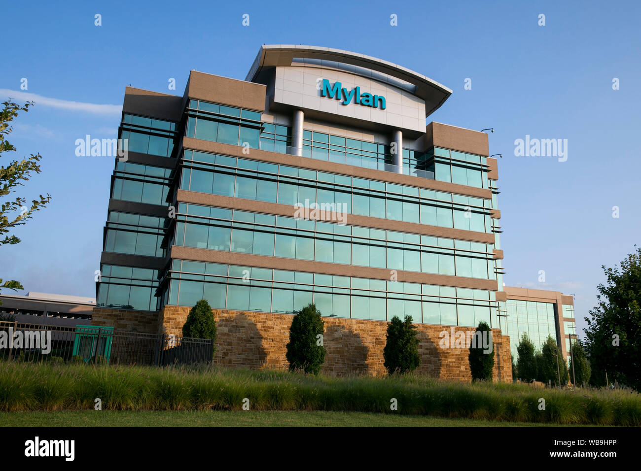 A logo sign outside of the headquarters of Mylan in Canonsburg ...