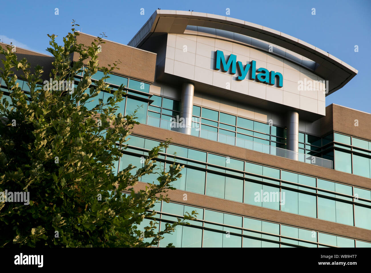 A logo sign outside of the headquarters of Mylan in Canonsburg ...