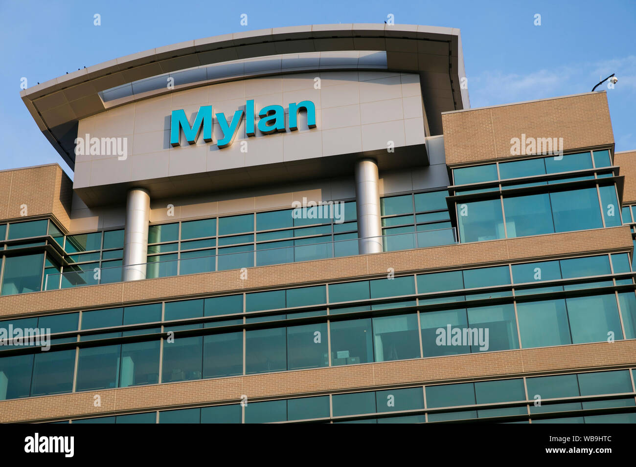 A logo sign outside of the headquarters of Mylan in Canonsburg ...
