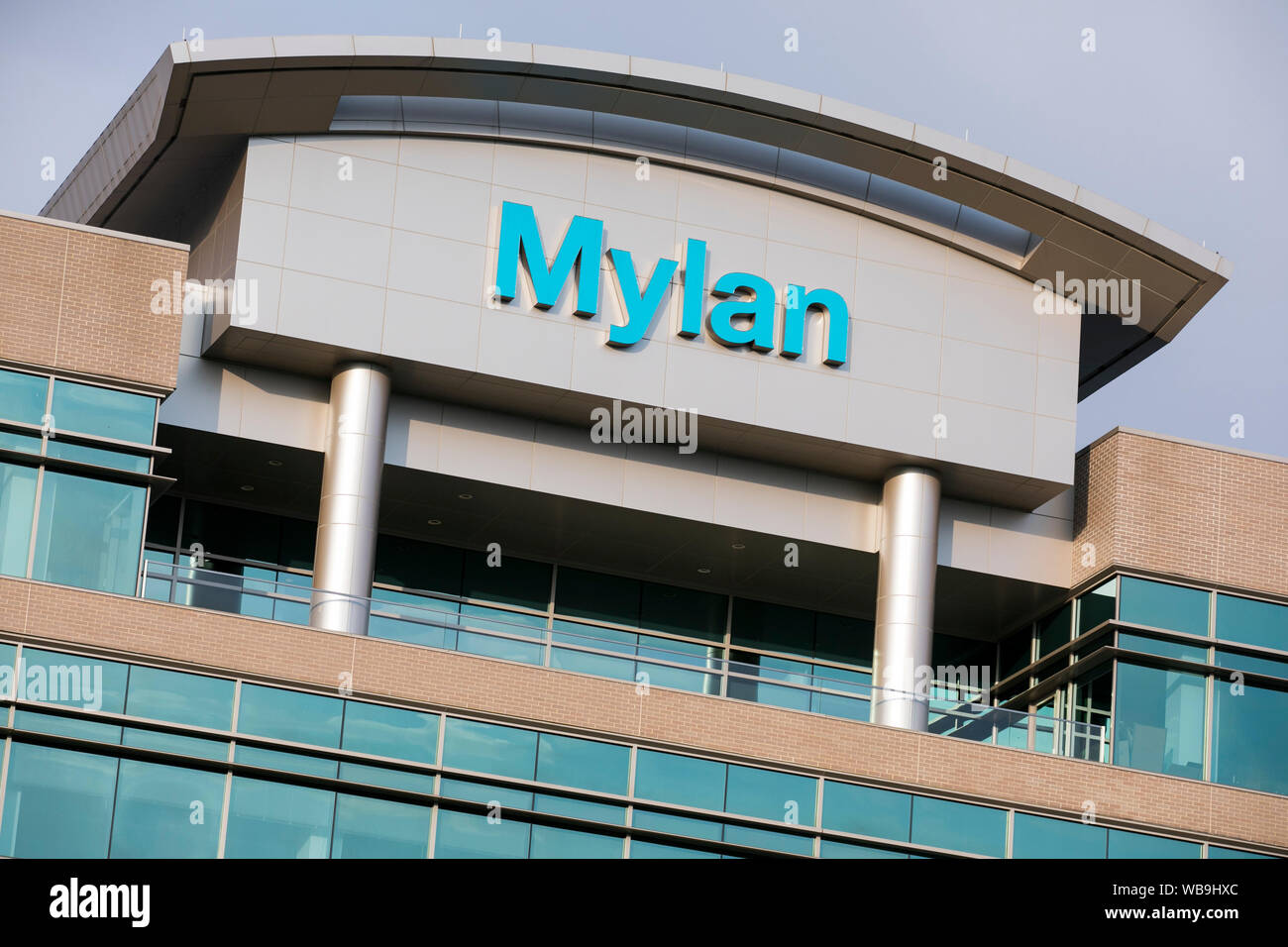 A logo sign outside of the headquarters of Mylan in Canonsburg ...