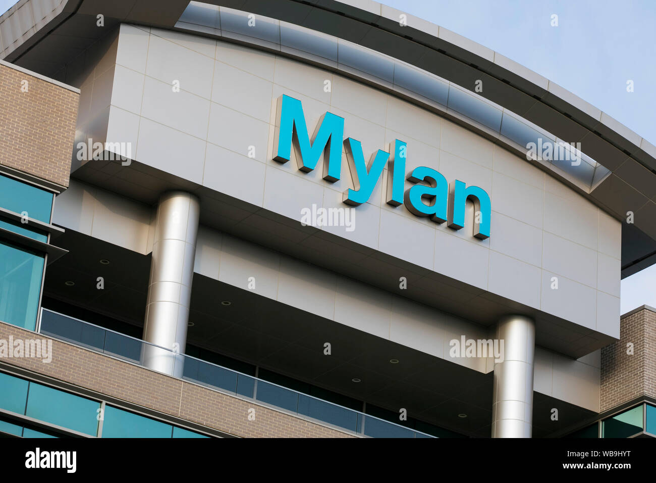 A logo sign outside of the headquarters of Mylan in Canonsburg ...