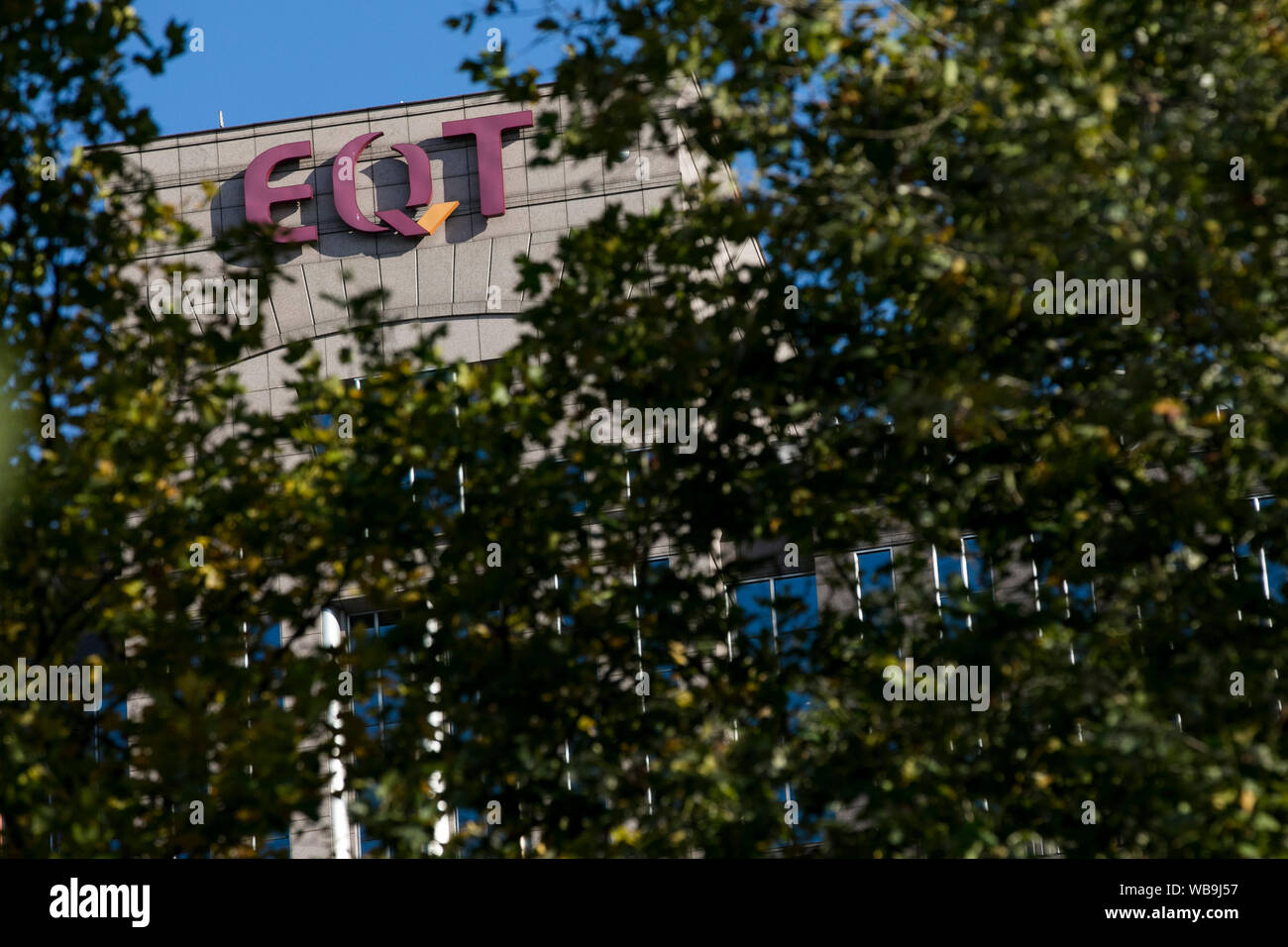 A logo sign outside of the headquarters of the EQT Corporation in ...
