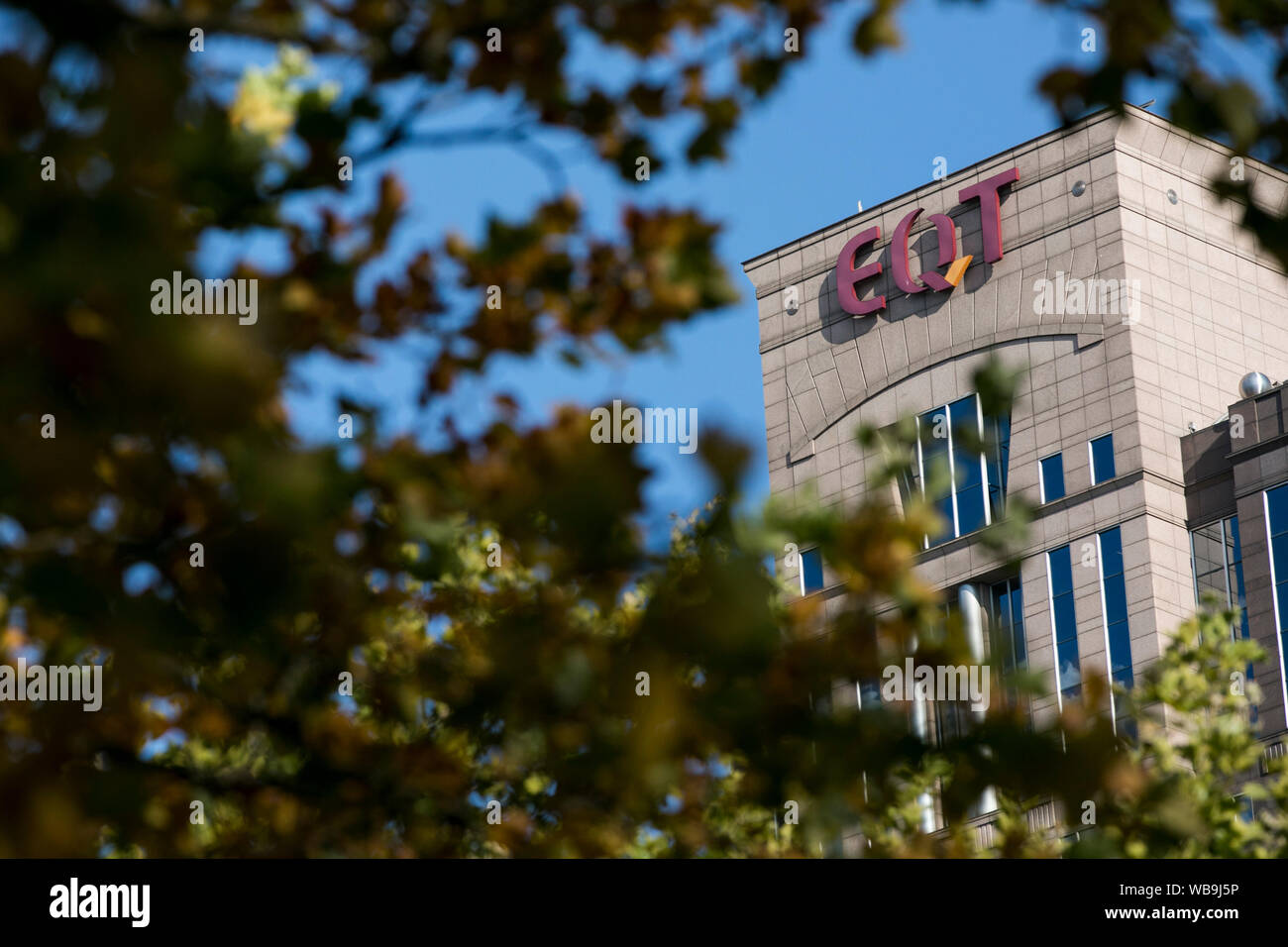 A logo sign outside of the headquarters of the EQT Corporation in ...