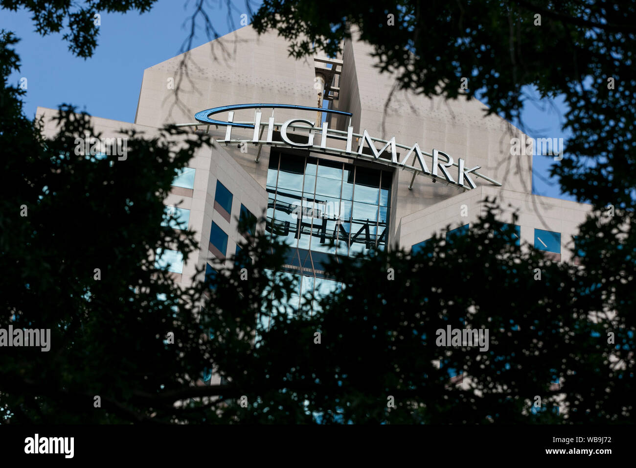 A logo sign outside of the headquarters of Highmark in Pittsburgh ...