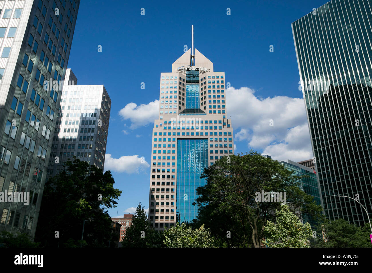 A logo sign outside of the headquarters of Highmark in Pittsburgh ...