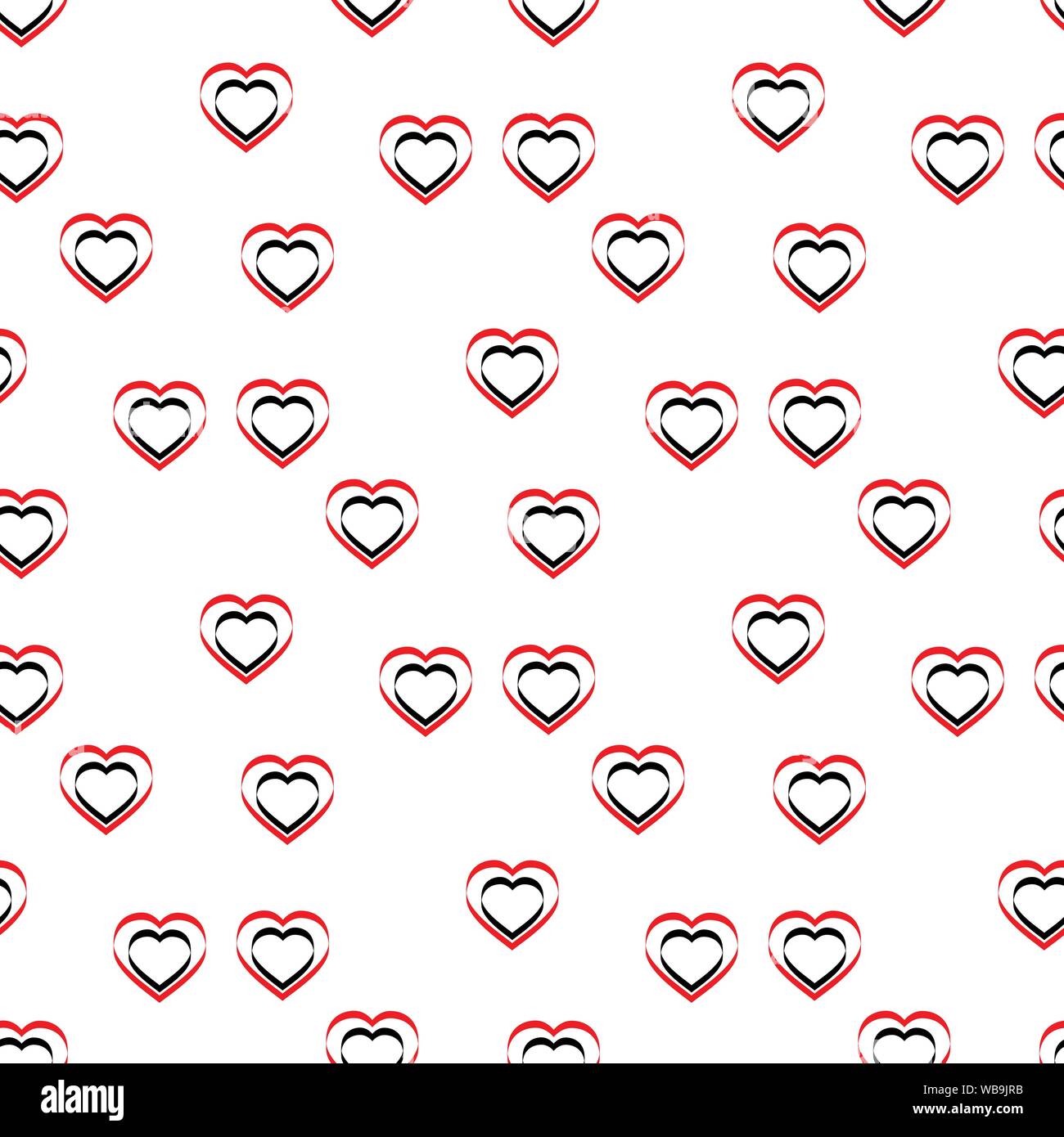 Simple black and red hearts seamless vector pattern. Valentines day ...