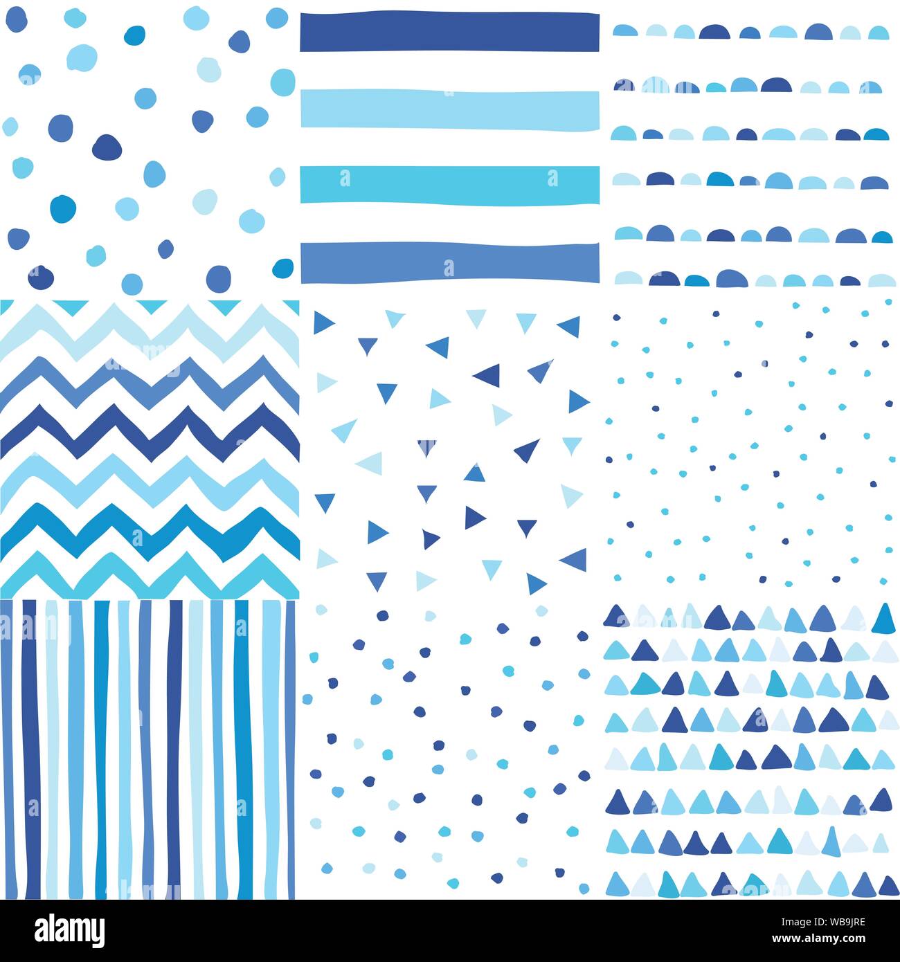 Seamless pattern in doodle style. Hand drawn baby boy blue color ...