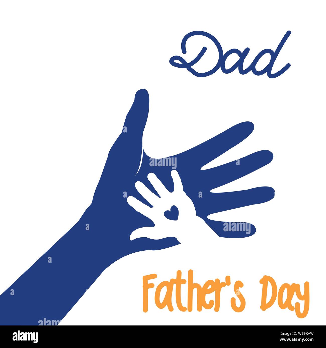 Hand of child and father or parent. Happy Father's Day greeting card ...