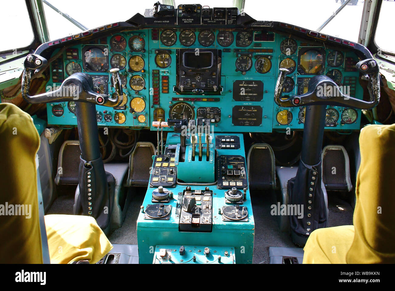 Tupolev TU-154B-2 airplane cockpit, Aeropark is an open-air aviation ...