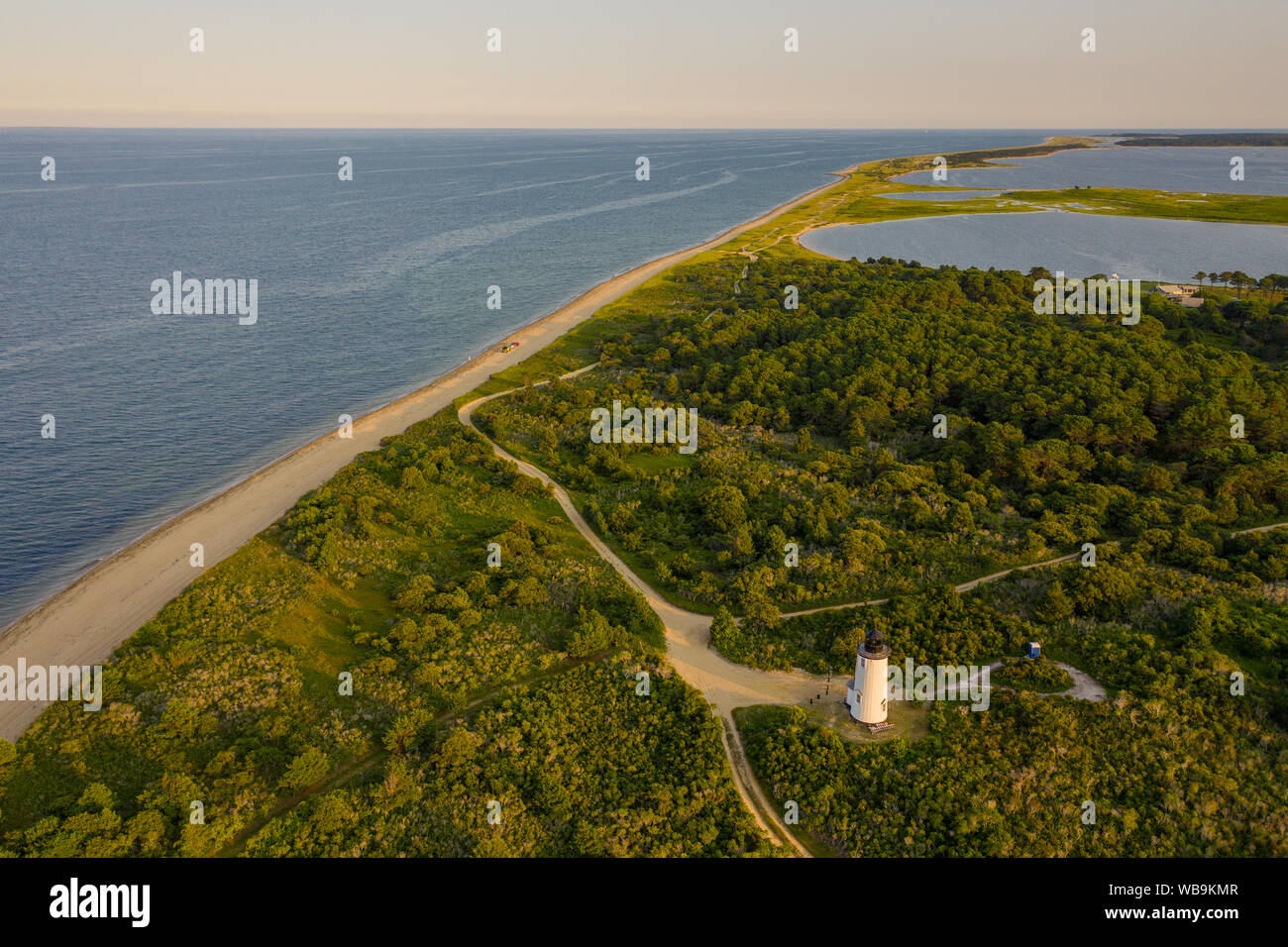 Edgartown Harbor Light and Cape Pogue Light in Martha's Vineyard Stock ...