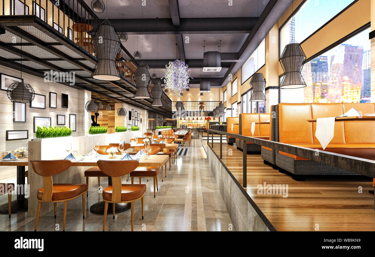 3d render luxury restaurant Stock Photo - Alamy