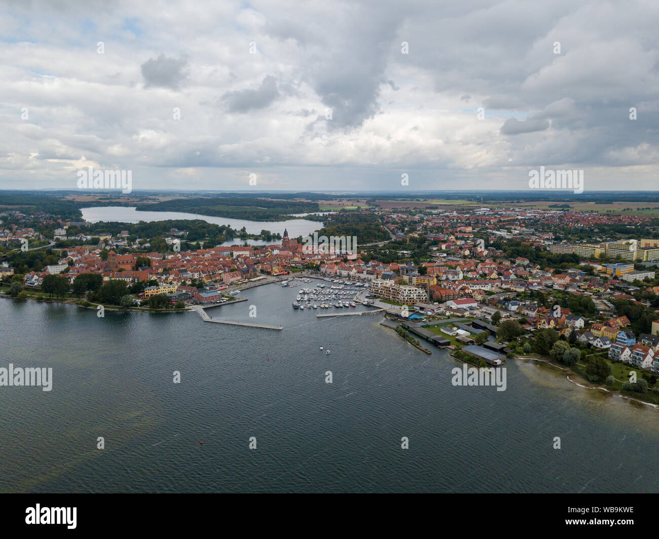 Aerial view on the town of Waren at Lake Mueritz Stock Photo - Alamy