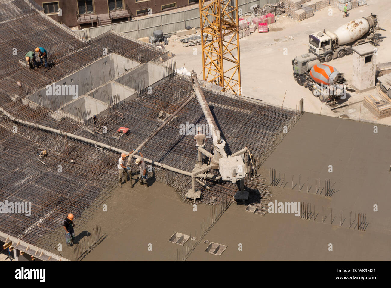 The construction of a high-rise apartment building on the seashore ...