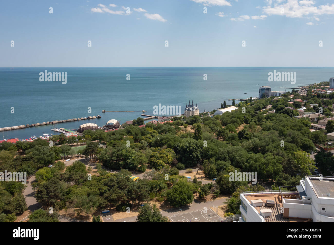The construction of a high-rise apartment building on the seashore ...