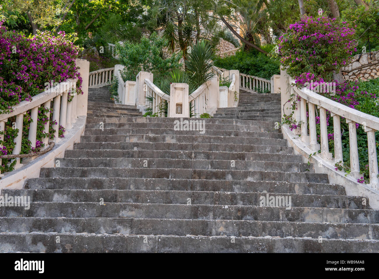 Beautiful flowers and landscaping with large stairs in Turkey Stock ...