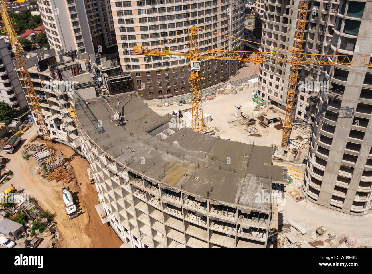 The construction of a high-rise apartment building on the seashore ...