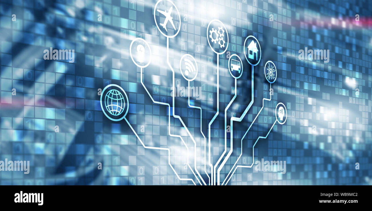 IOT. DIgitalization, Digital disruption background matrix information ...