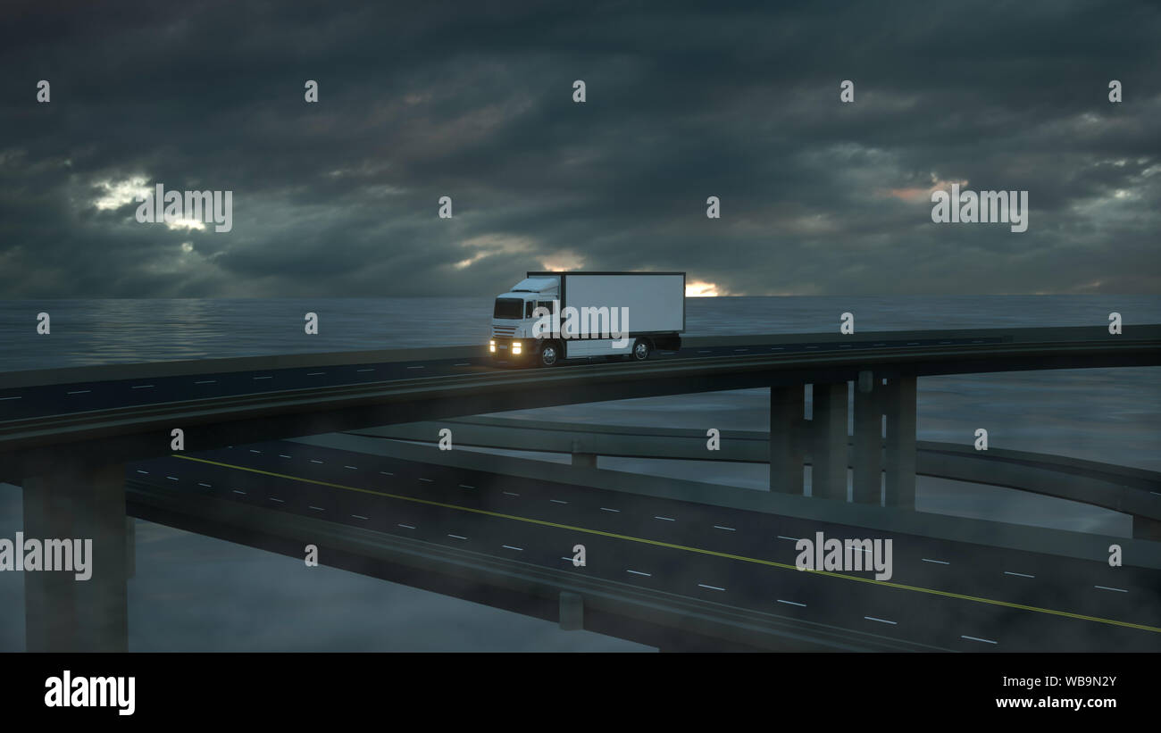 3D rendering of Fast transport with bridge structure Stock Photo - Alamy