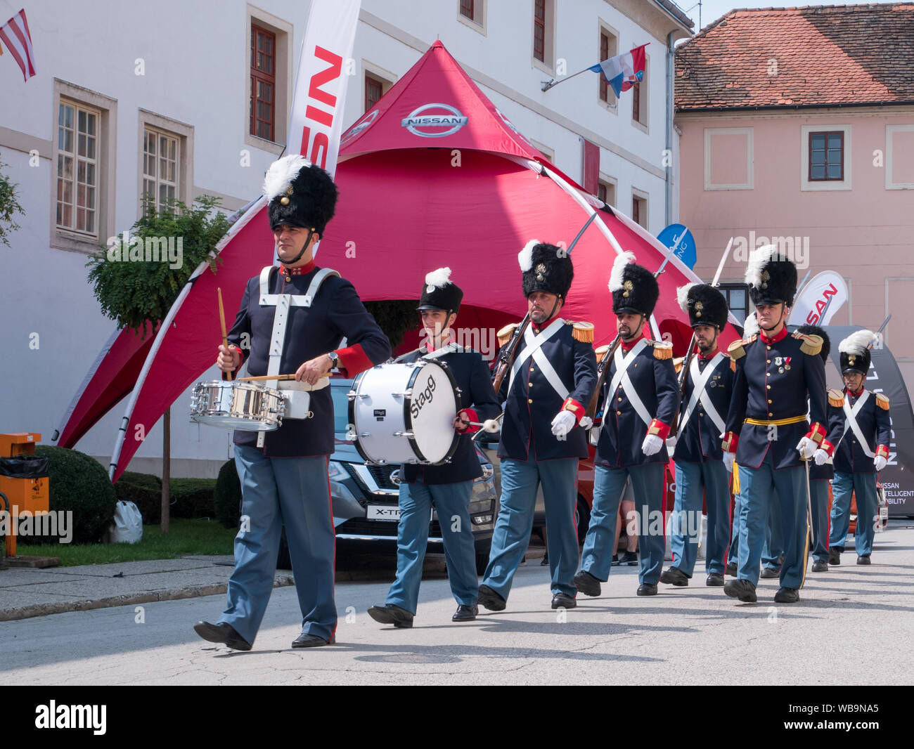 Formal Varazdin Civil Guard passes through the old parts of the city of ...