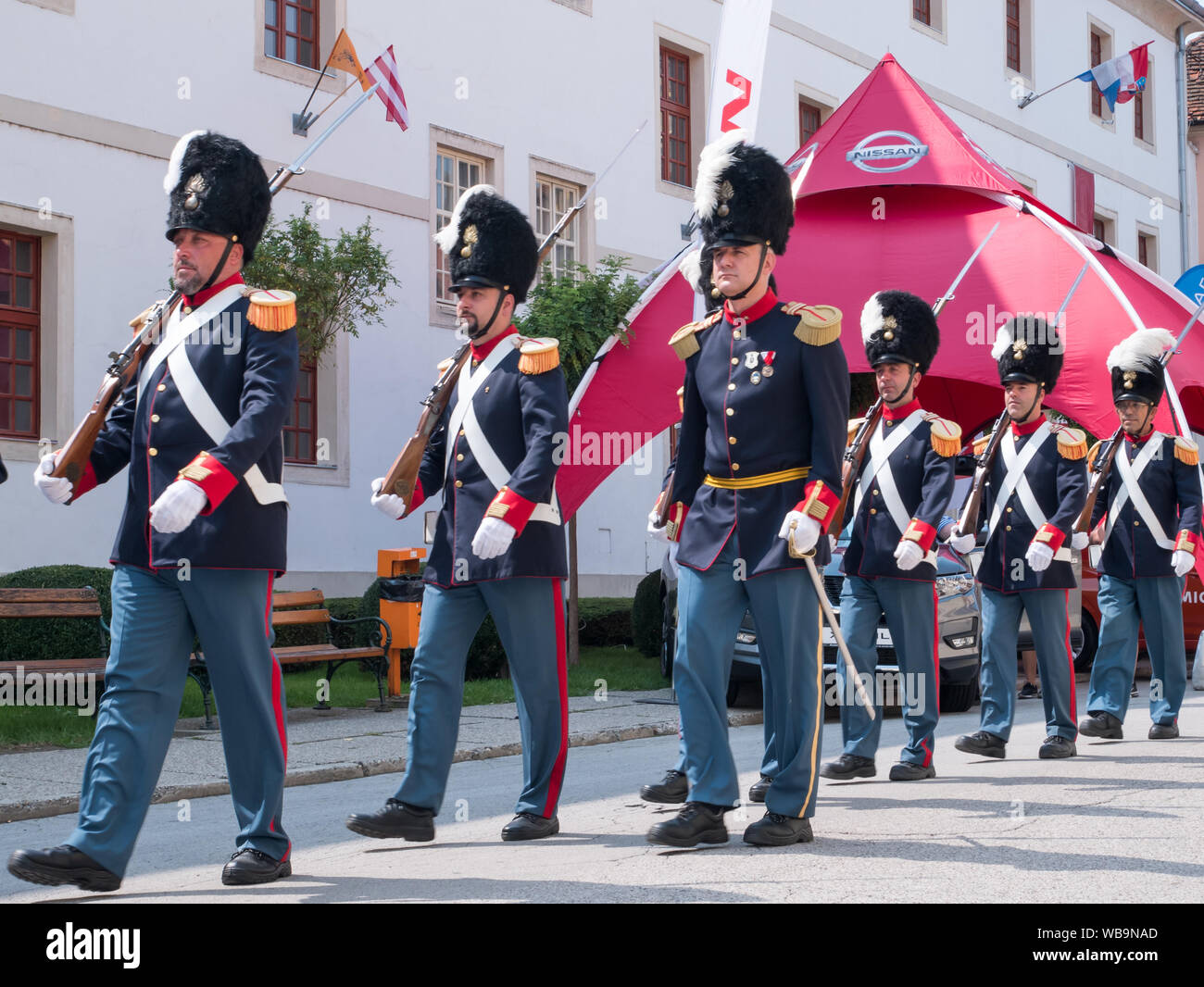 Formal Varazdin Civil Guard passes through the old parts of the city of ...