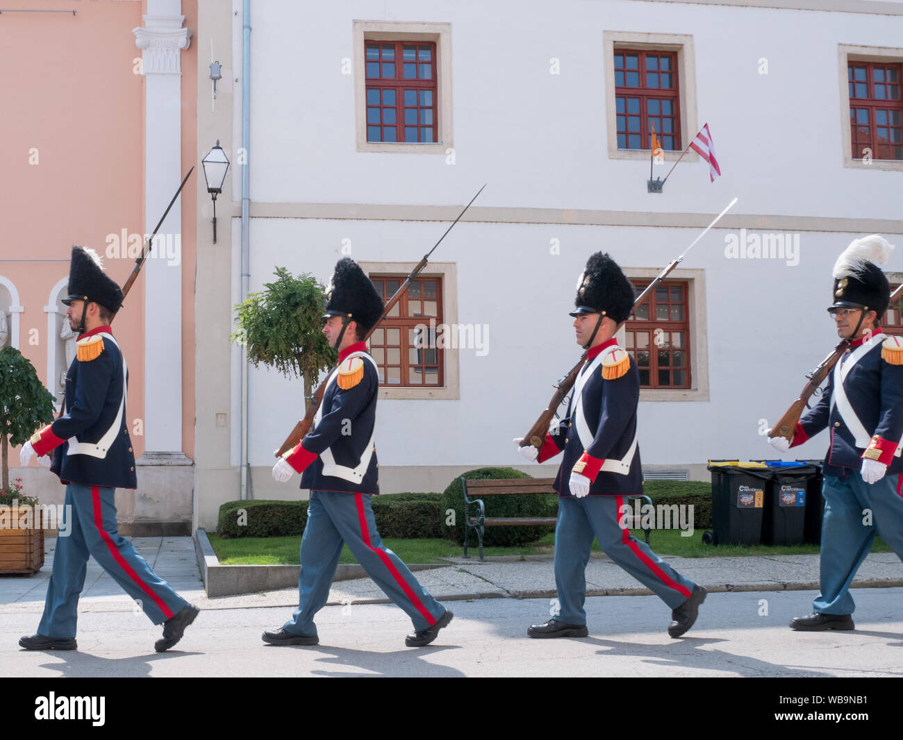 Formal Varazdin Civil Guard passes through the old parts of the city of ...