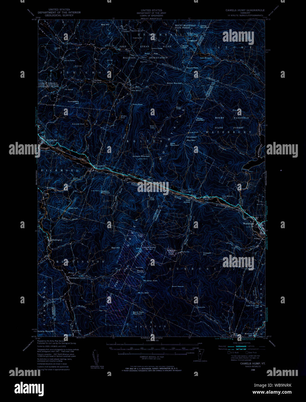 USGS Topo Map Vermont VT Camels Hump 460009 1948 62500 Inverted ...