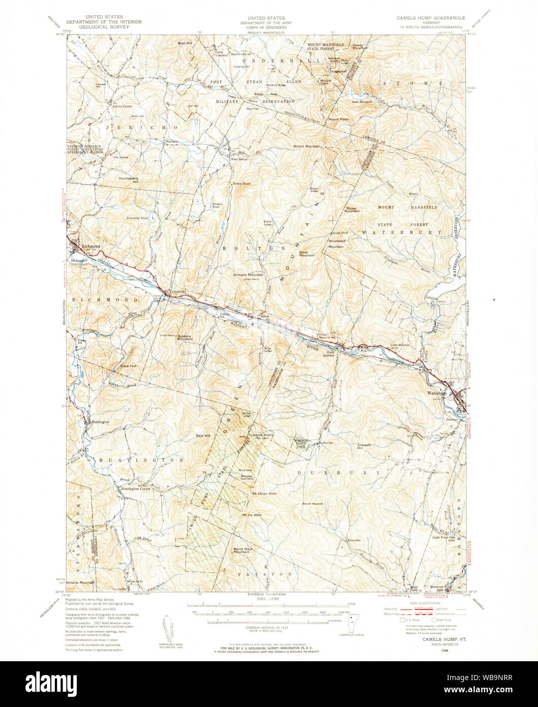 USGS Topo Map Vermont VT Camels Hump 460009 1948 62500 Restoration ...