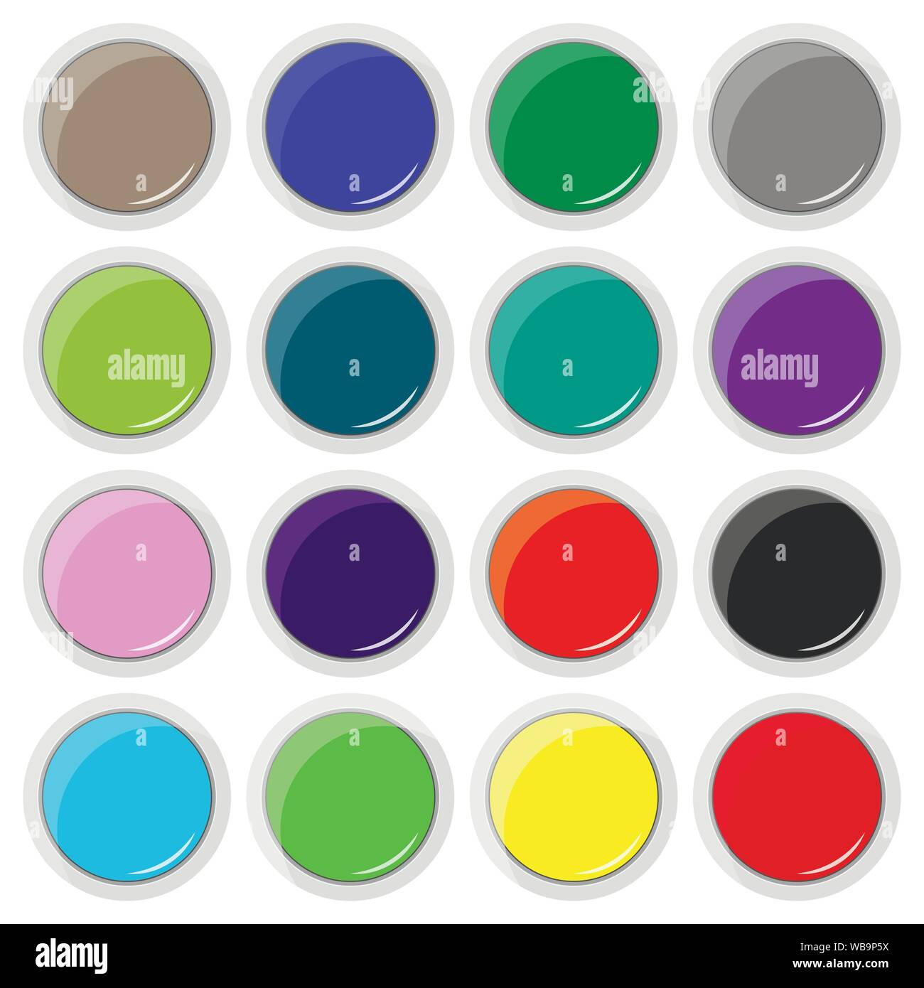 Flat style round colorful buttons set isolated on white background ...