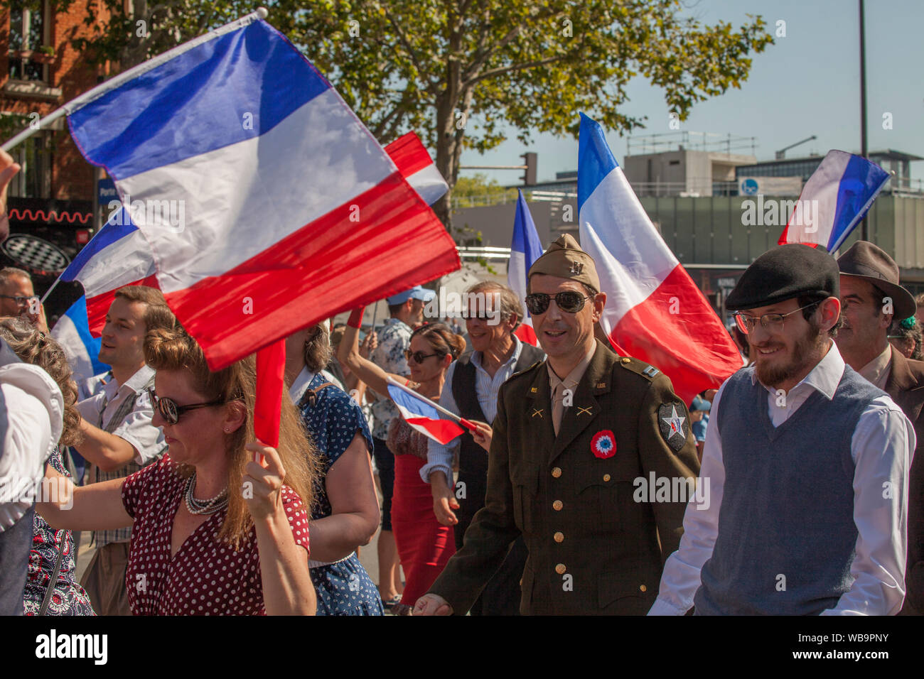 75th anniversary of the liberation of Paris parade of vintage military ...