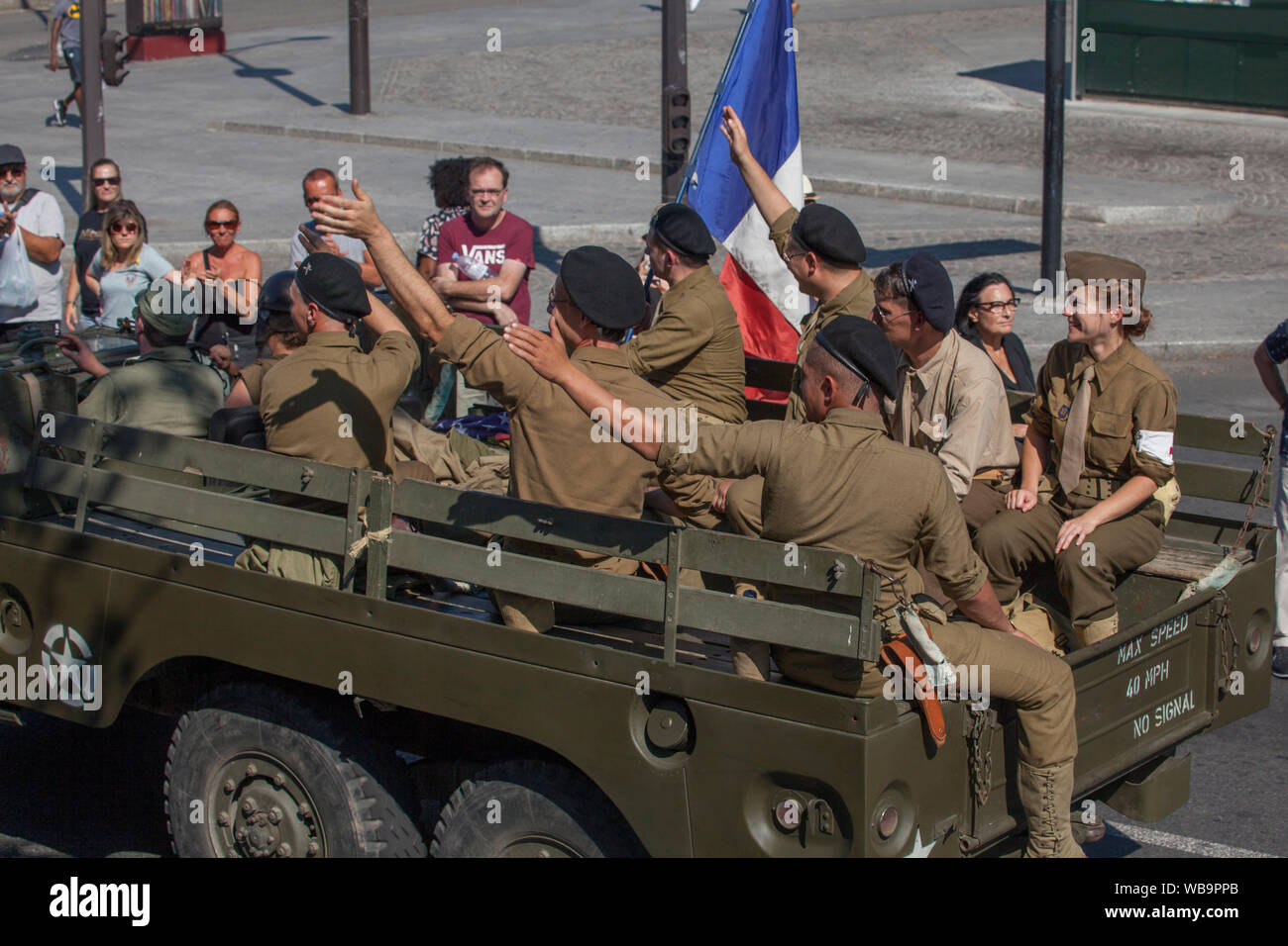 75th anniversary of the liberation of Paris parade of vintage military ...